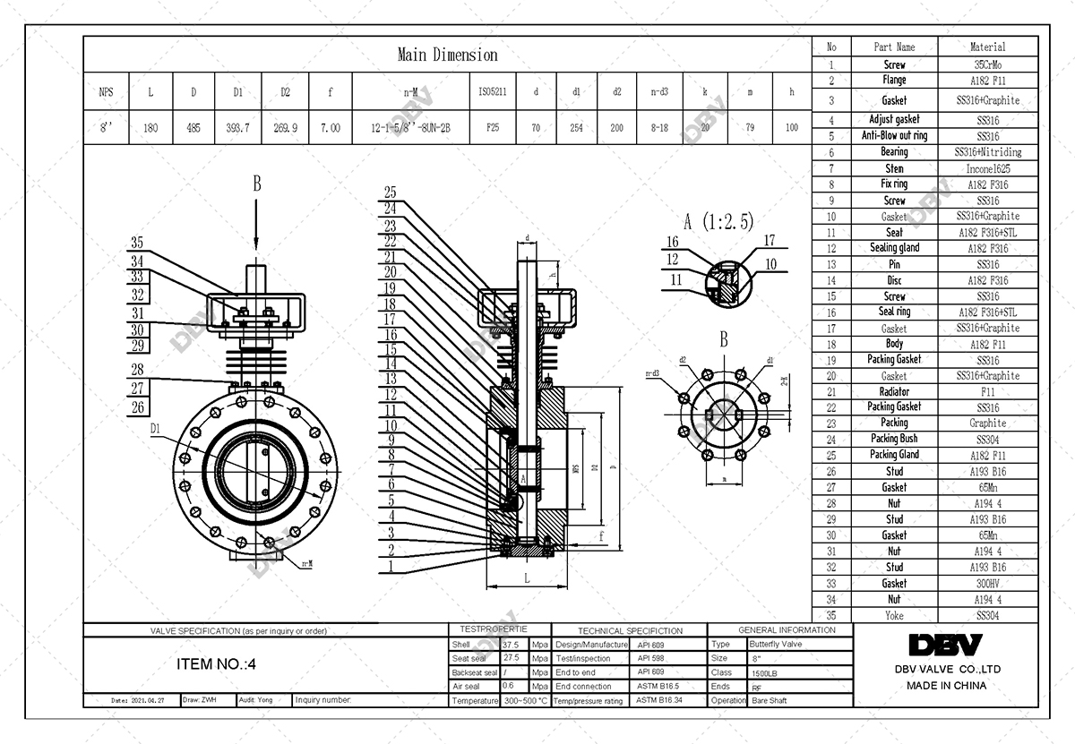High pressure metal seated triple offset butterfly valve